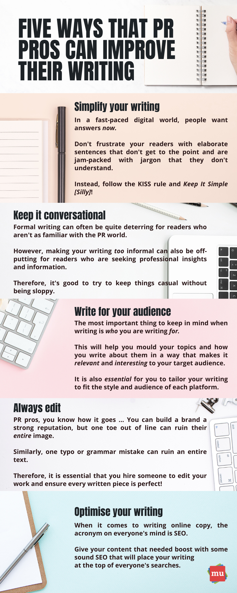 Five Ways That PR Pros Can Improve Their Writing Infographic Five Ways That PR Pros Can Improve Their Writing Infographic