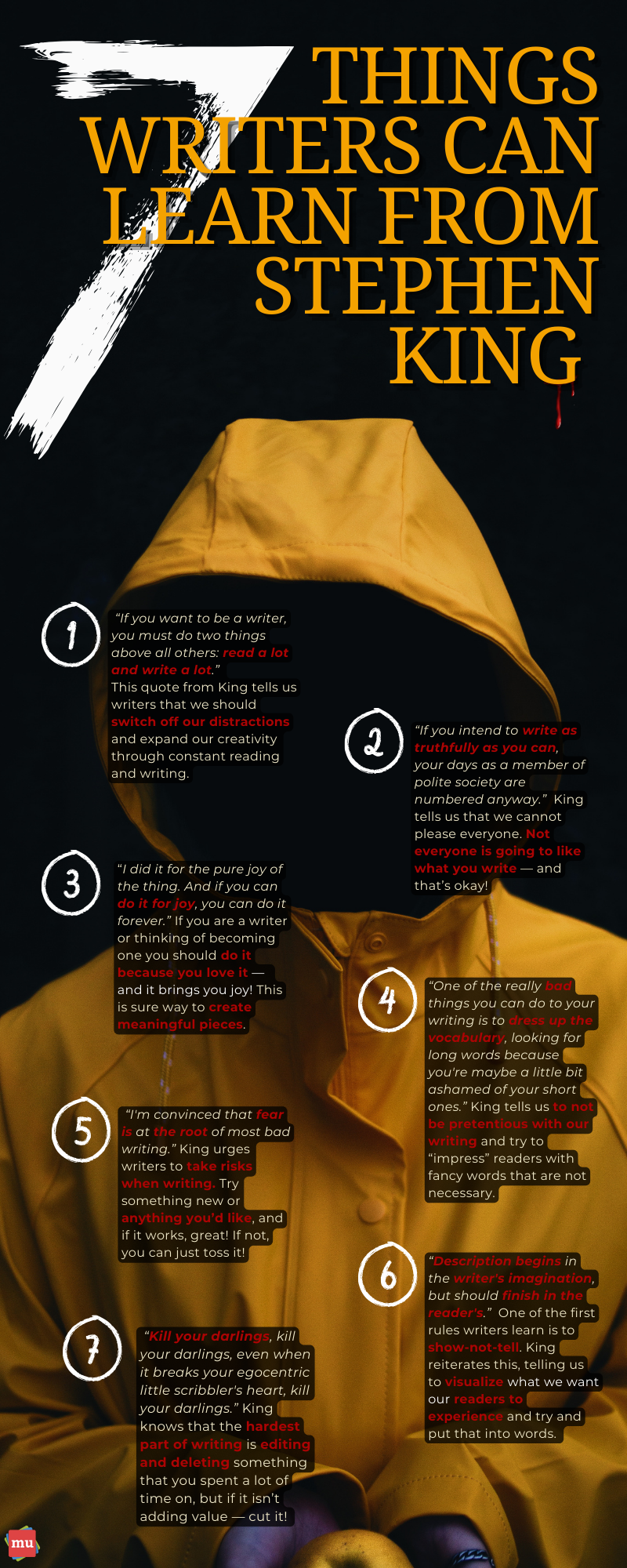 Seven things writers can learn from Stephen King [Infographic]
